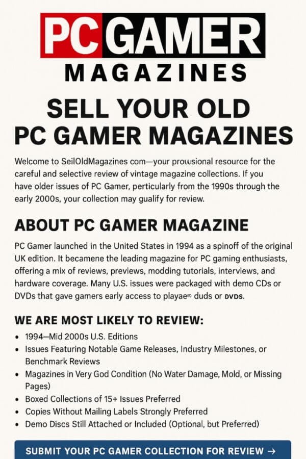 Sell Your Old PC Gamer Magazines - Sell Old Magazines