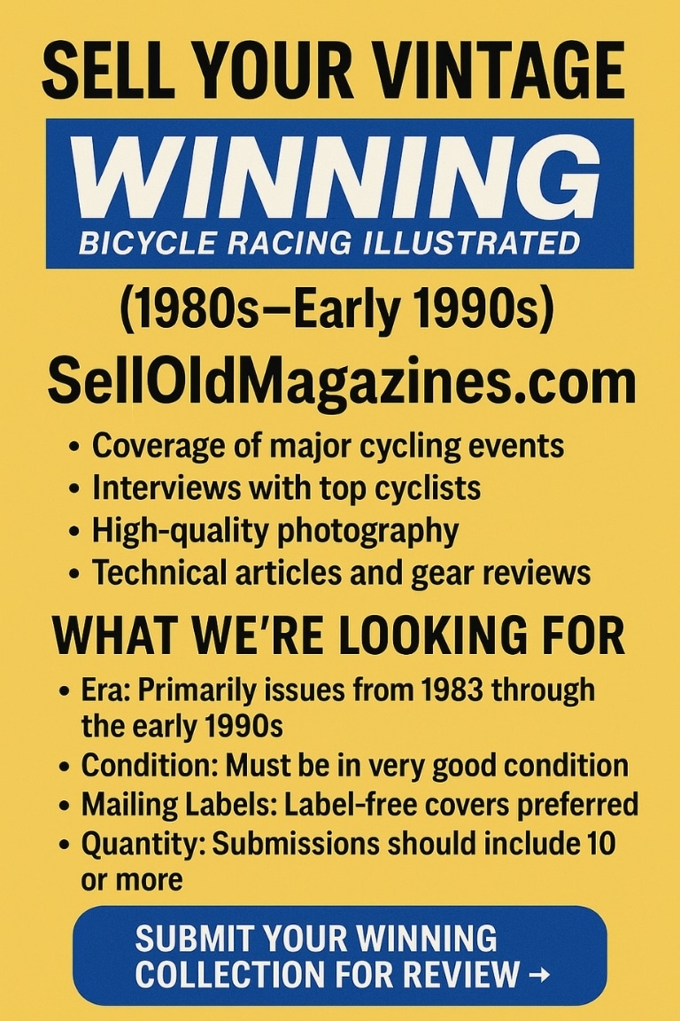 Sell Your Vintage Winning Bicycle Racing Illustrated Magazines (1980s ...